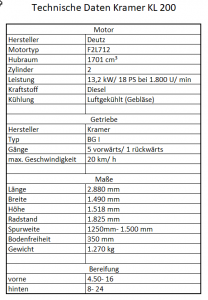 Geschichte und technische Daten Kramer KL 200 | Ronnys alte Technik