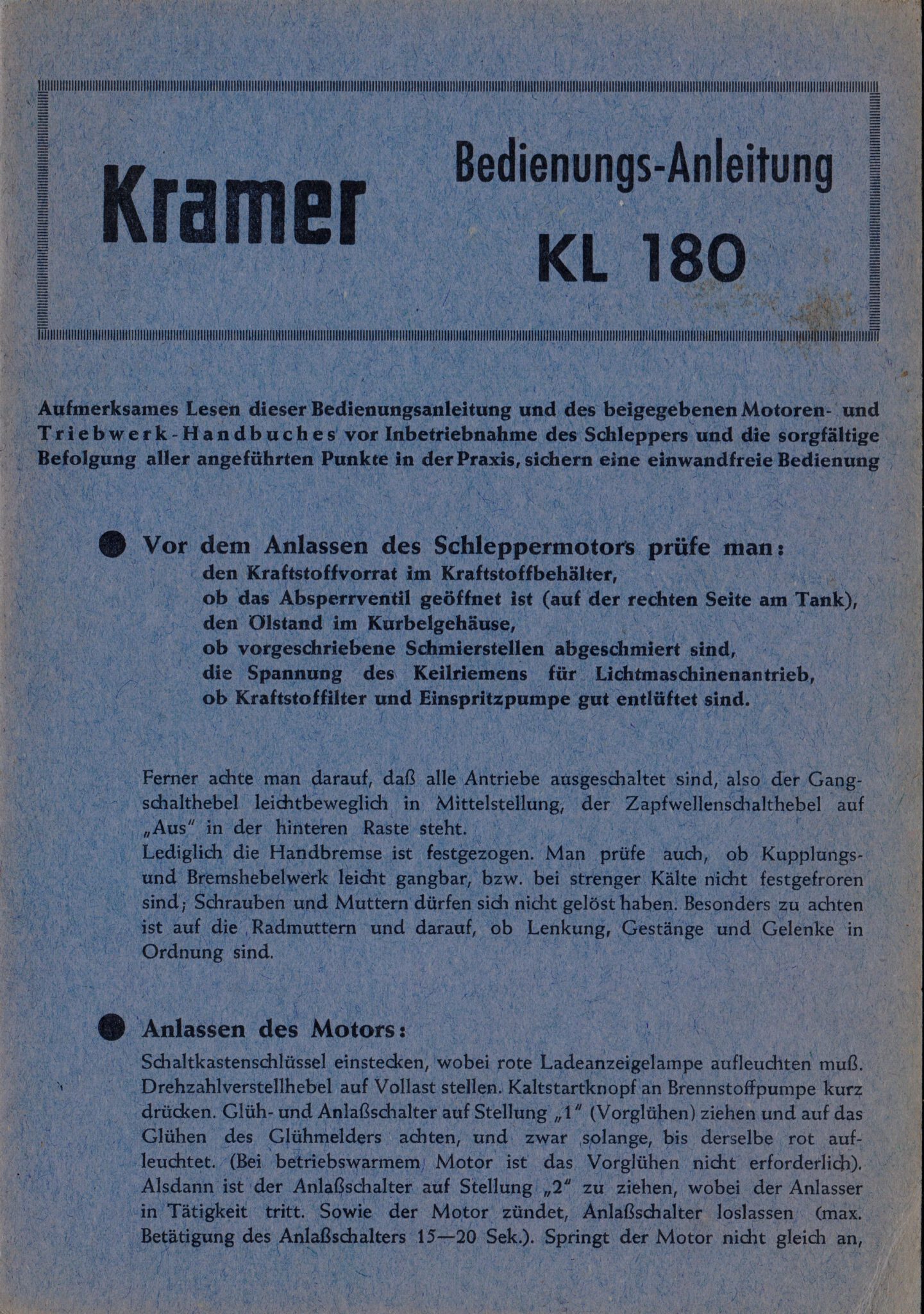 diverse Kramer- Unterlagen | Ronnys alte Technik